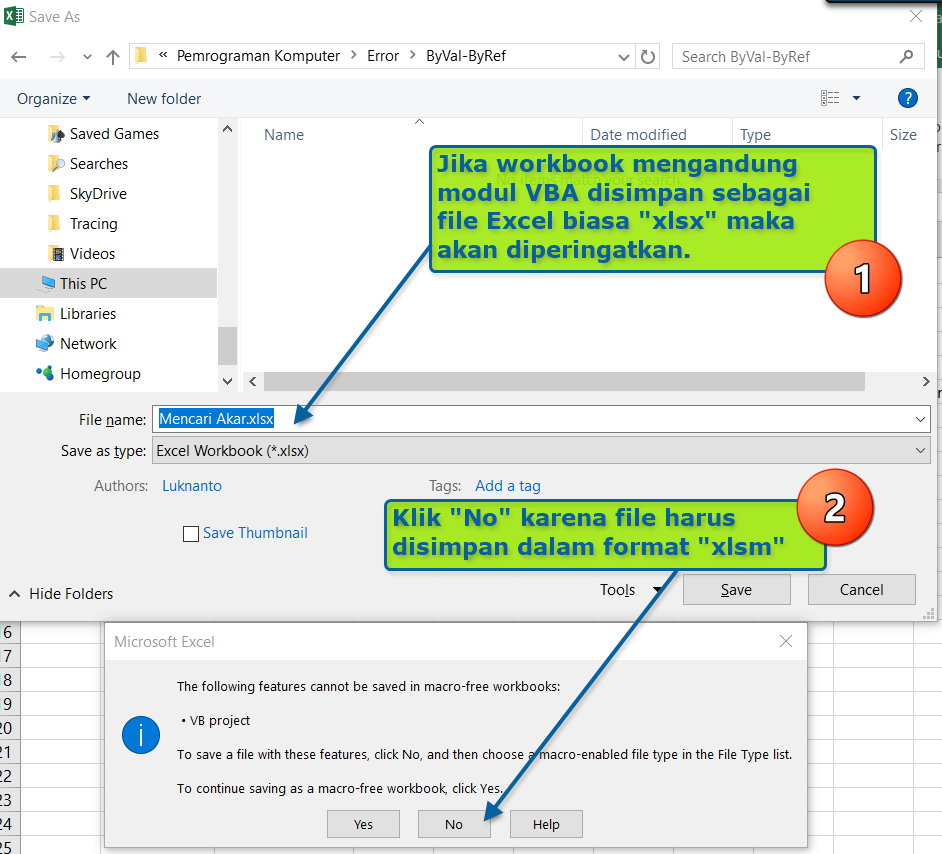 la Family: Persiapan pemrograman dengan menggunakan VBA-Excel